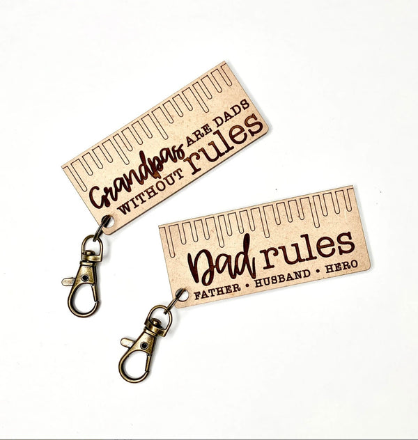 Dad and Grandpa Rules Father's Day Keyrings – Praise And Thank You